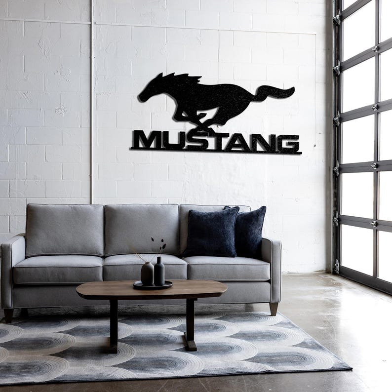 Mustang Metal Wall Art: Steel Muscle Car Logo, Garage Decor - Etsy