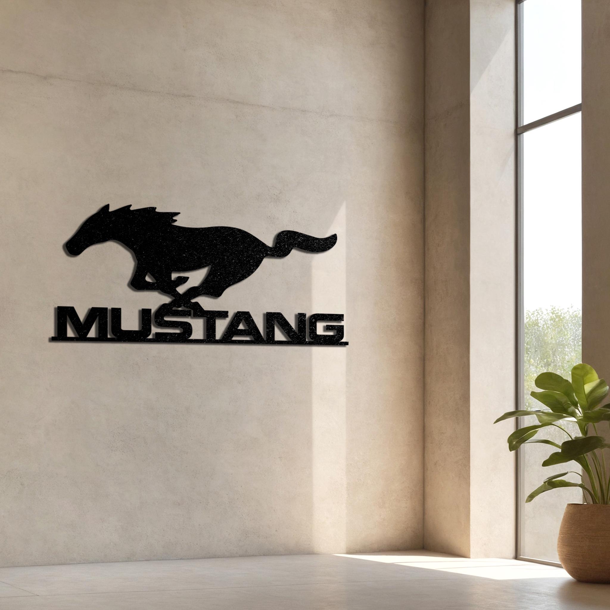Mustang Metal Wall Art: Steel Muscle Car Logo, Garage Decor - Etsy