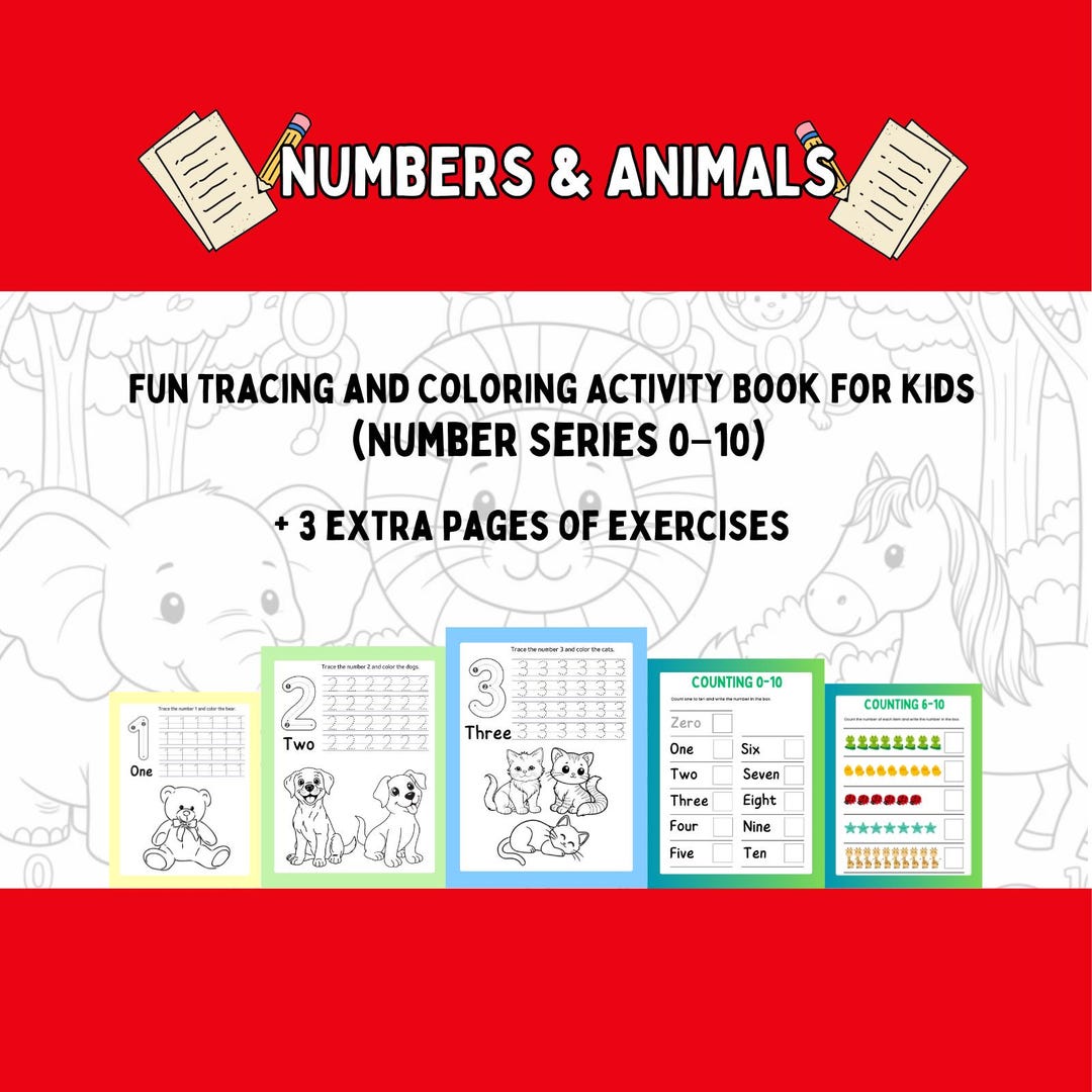 Tracing Numbers 0-10 and Animal Coloring Worksheets Bundle ...