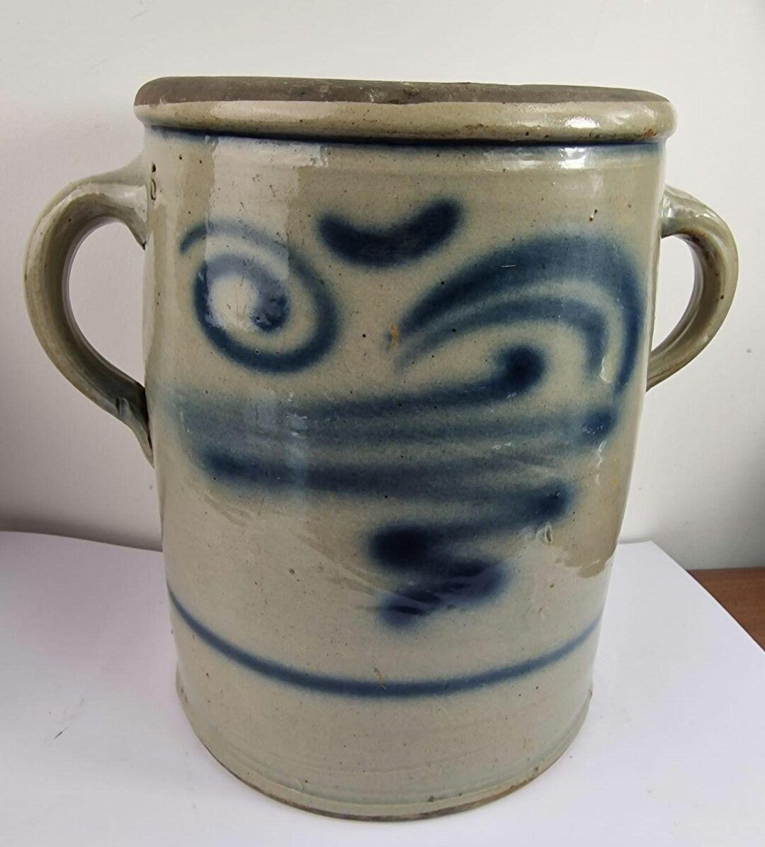 Antique Large German Westerwald Salt-glaze ,stoneware Crock Marked 10 ...