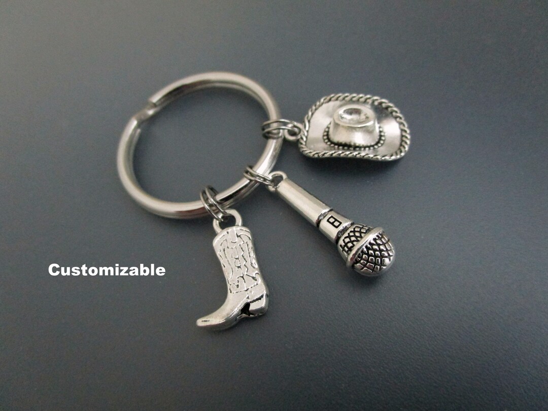 Country Music Keychain / Microphone Key Ring / Karaoke - Etsy