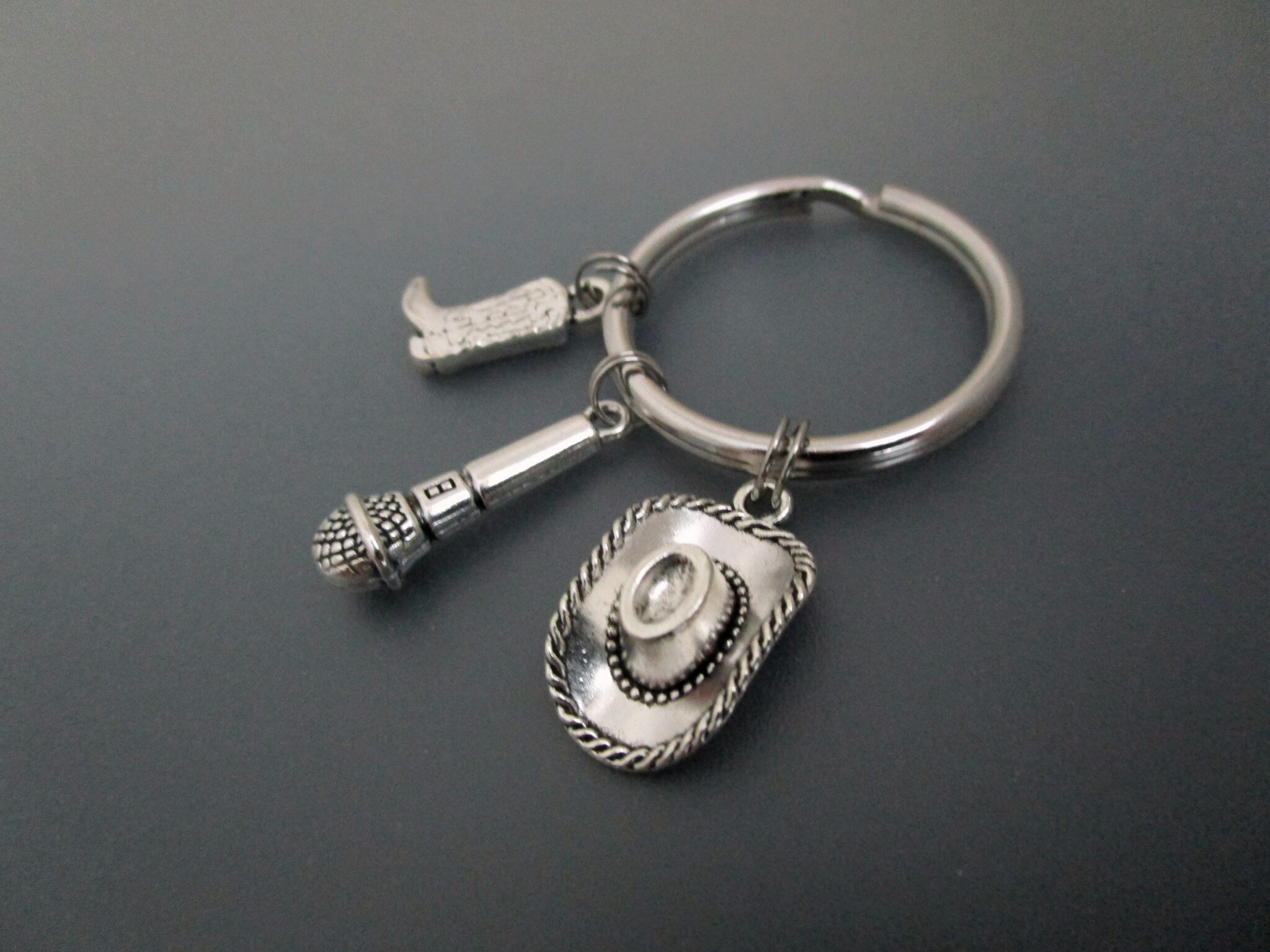 Country Music Keychain / Microphone Key Ring / Karaoke | Etsy