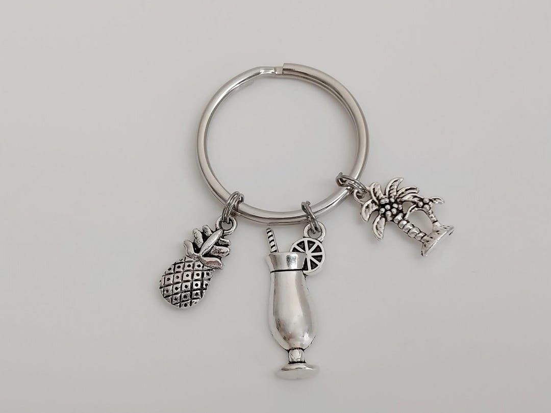 Pineapple Pina Colada Cocktail Keychain / Beach Key Ring / Palm Tree ...