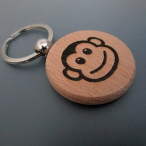 Monkey Keychain / Engraved Wooden Key Ring / Monkey Lover Accessories ...