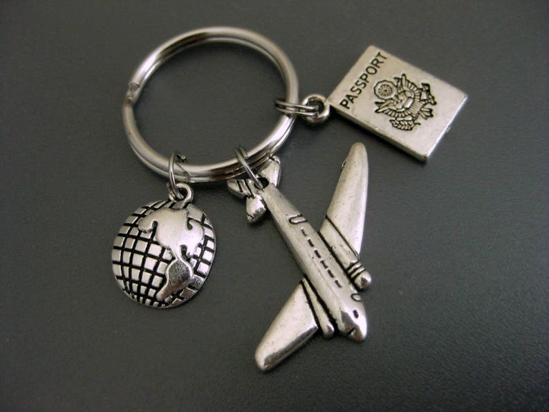 Airplane Keychain / Travel Key Ring / Flight Attendant | Etsy