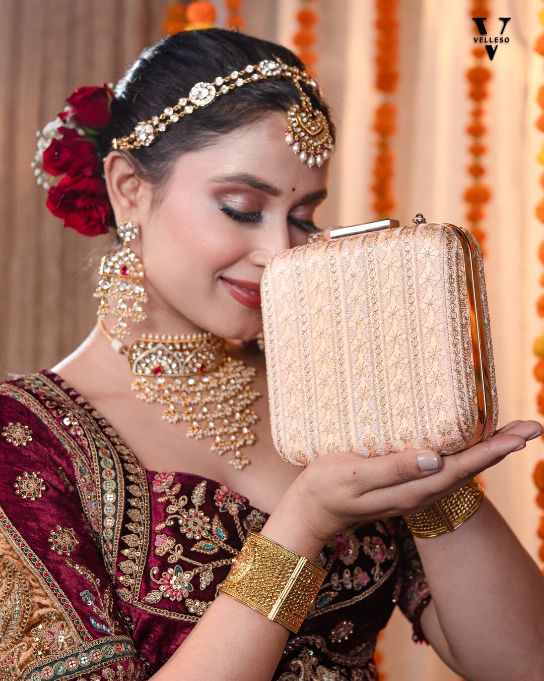 Gold Brocade Clutch Bag: Handmade Indian Evening Purse With Chain - Etsy