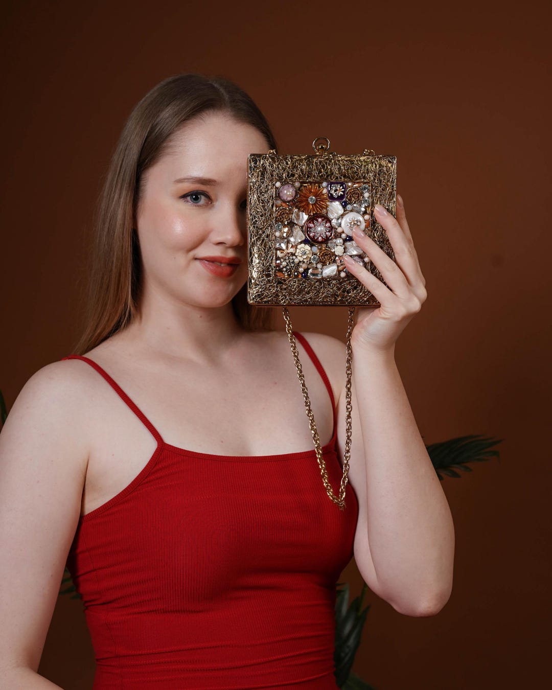 Gold Mosaic Clutch | Mother of Pearl Evening Bag, Bridal Minaudière - Etsy