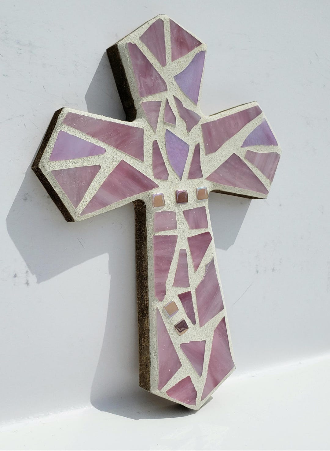 Pink Stained Glass Mosaic Wall Cross Girl's Baptism Communion ...