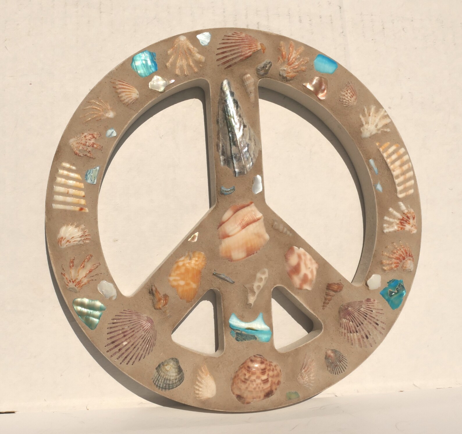 Mosaic Peace Sign Wall Art Seashell Beach House Wall Hanging - Etsy
