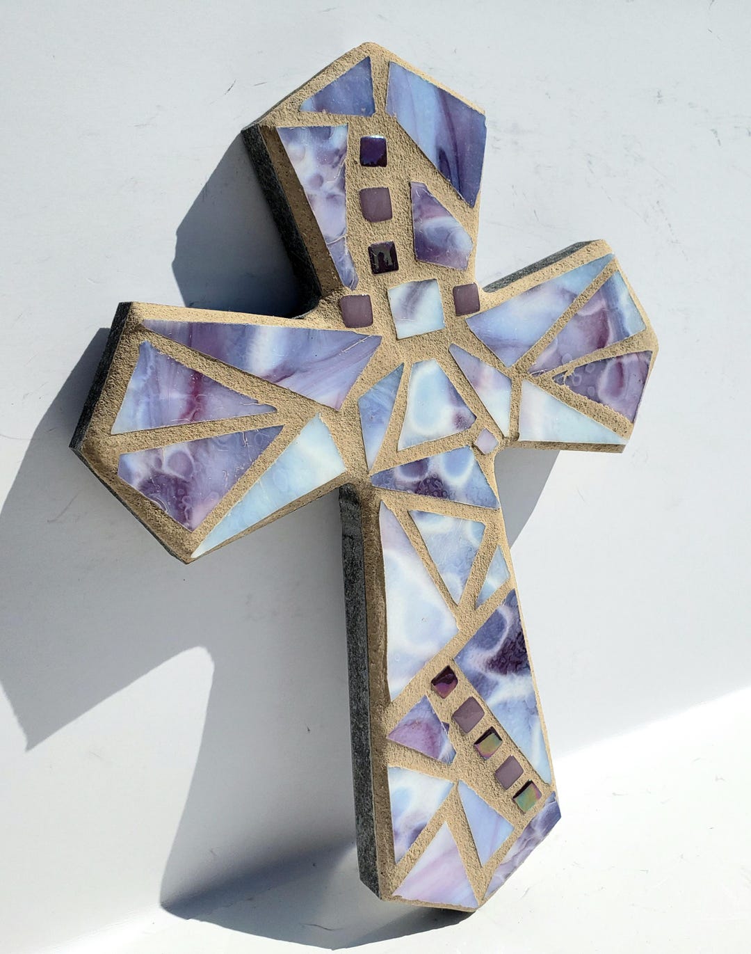 Purple Stained Glass Mosaic Wall Cross Girl's Baptism Communion ...