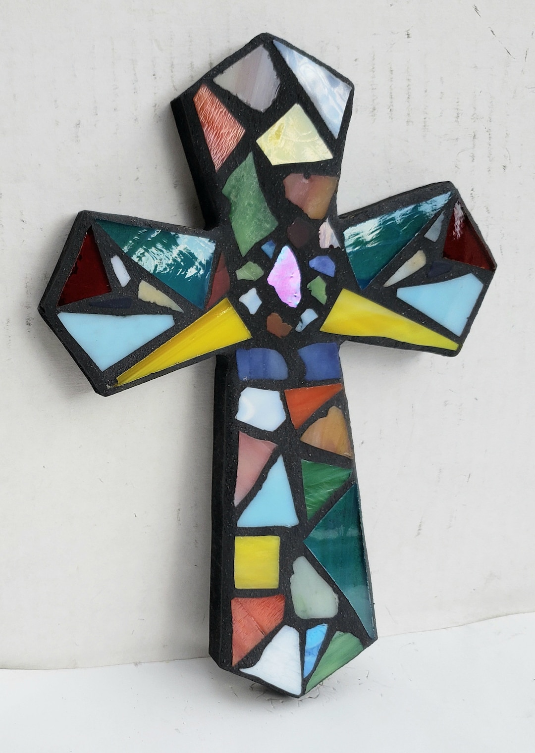 Mosaic Wall Cross Christian Religious Decor Rainbow Cross Baptism ...