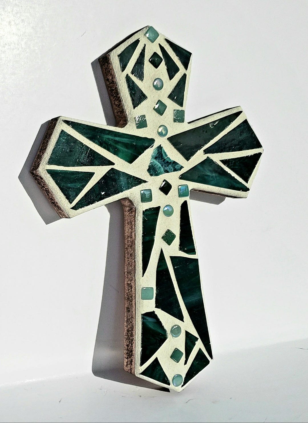 Dark Teal Decorative Mosaic Wall Cross Christian Religious Decor ...