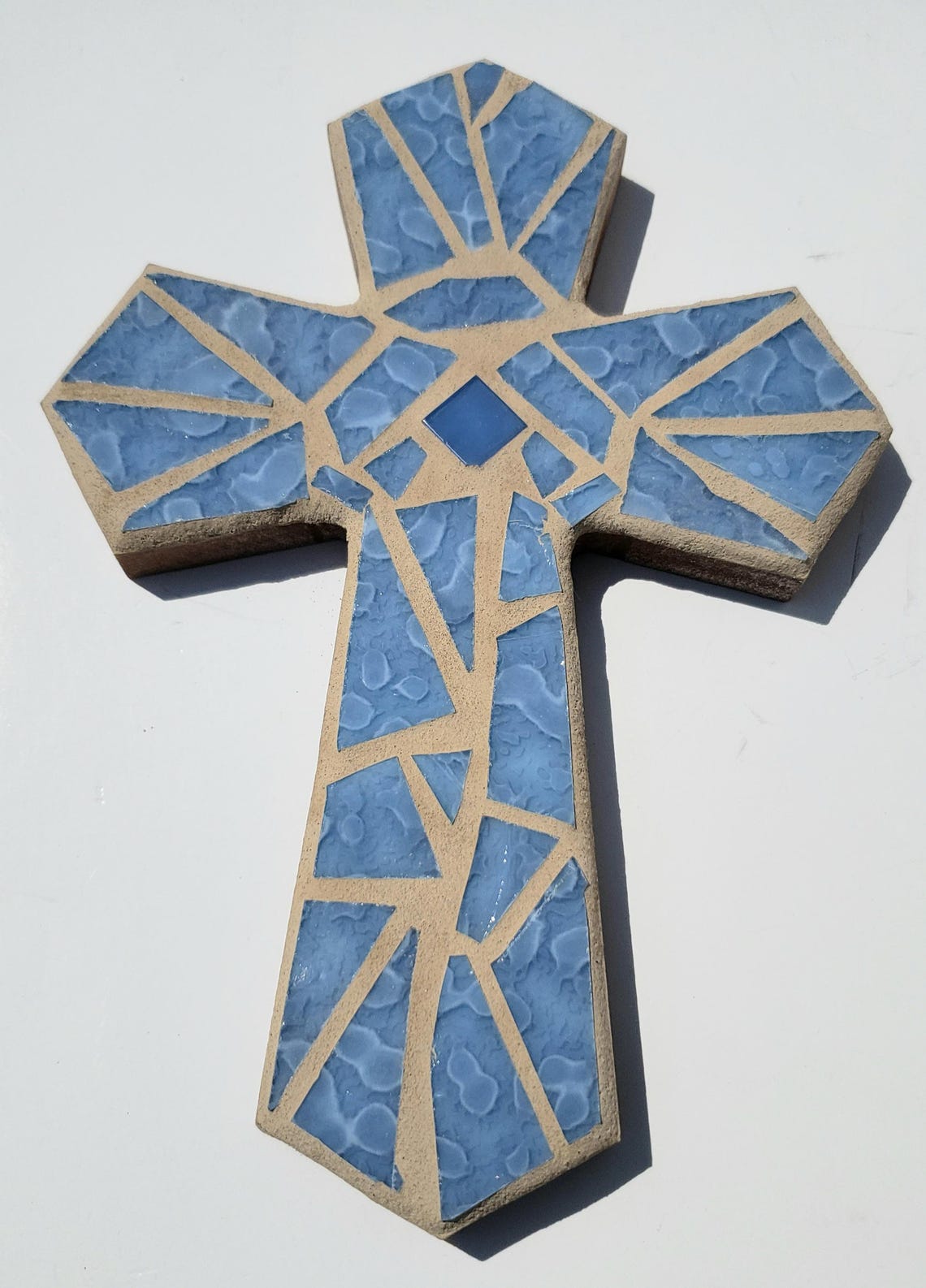 Blue Mosaic Decorative Wall Cross Boy's Baptism Communion Christening ...