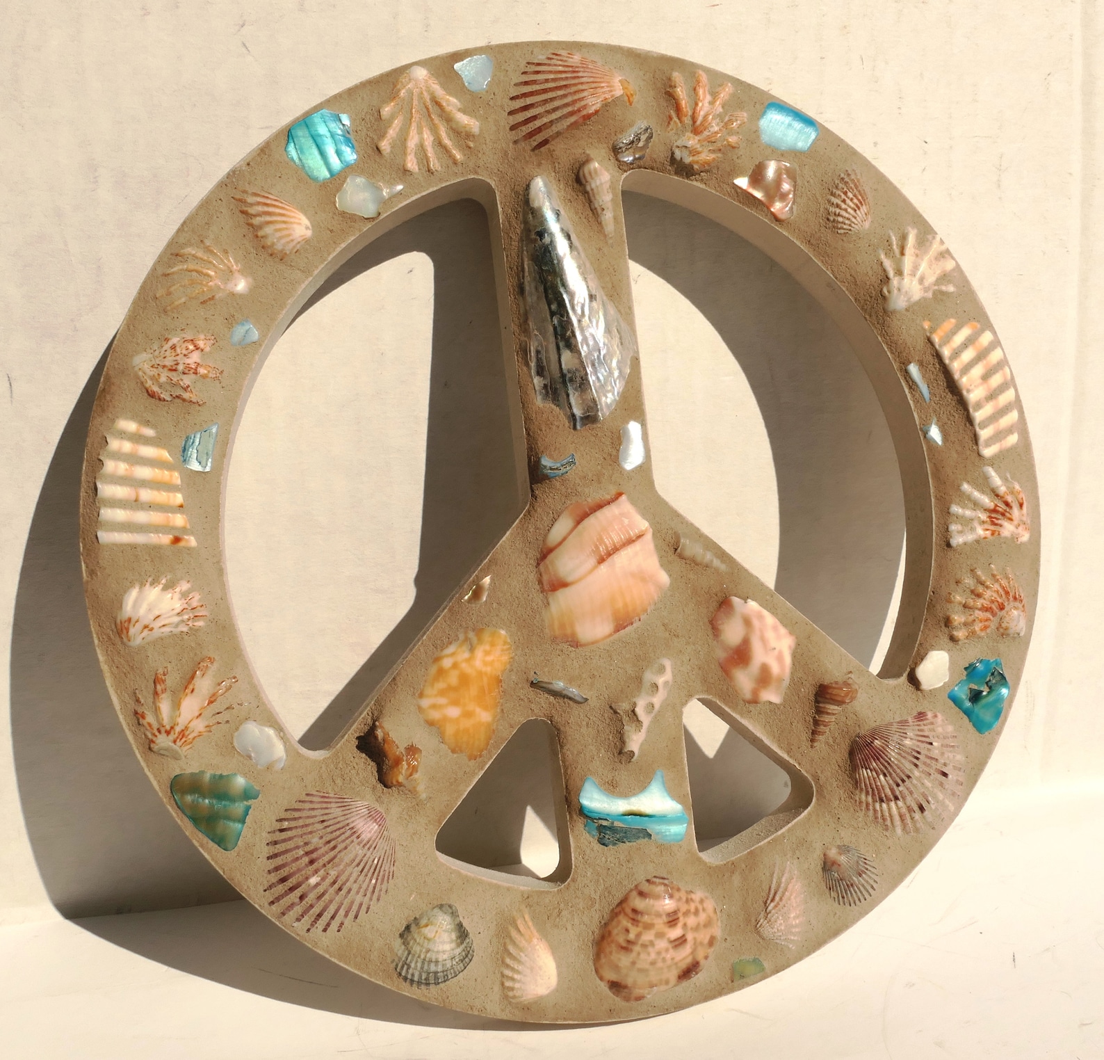 Mosaic Peace Sign Wall Art Seashell Beach House Wall Hanging - Etsy