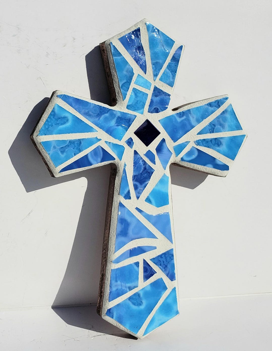 Blue Mosaic Decorative Wall Cross Boy's Baptism Communion Christening ...