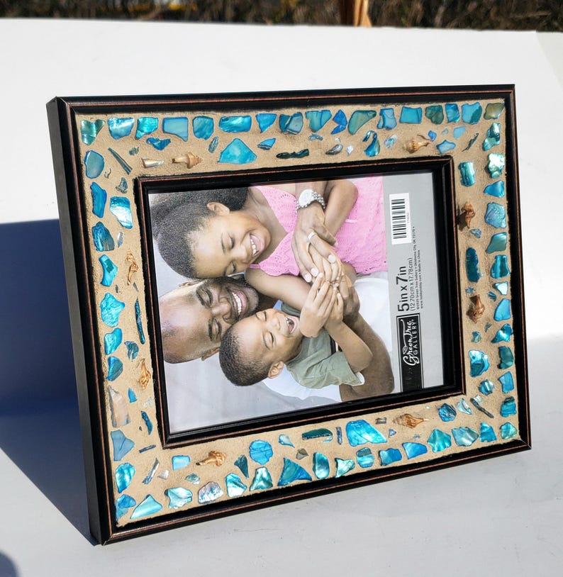 Beachy Abalone Shell Mosaic Photo Frame: Coastal Nautical Decor - Etsy