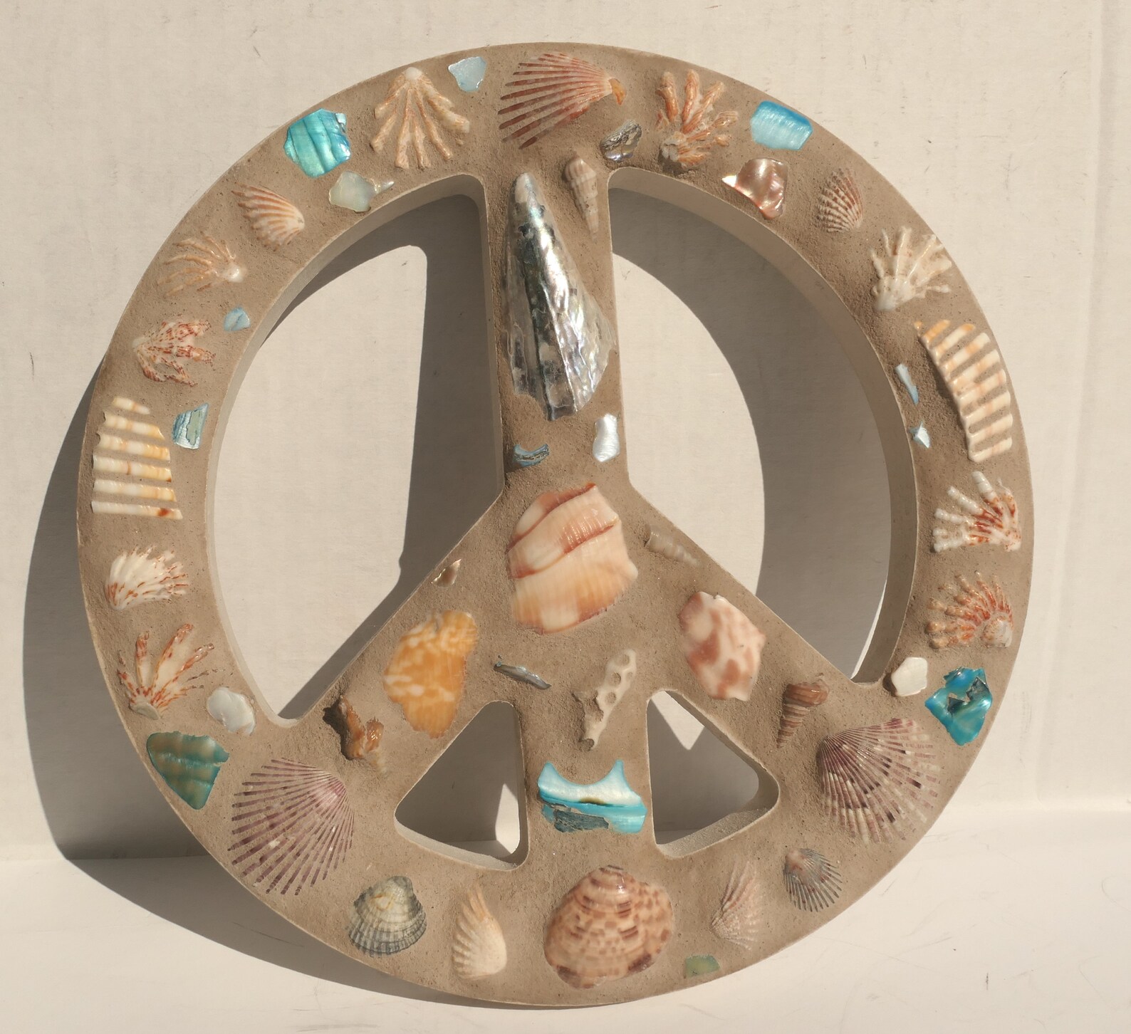 Mosaic Peace Sign Wall Art Seashell Beach House Wall Hanging - Etsy