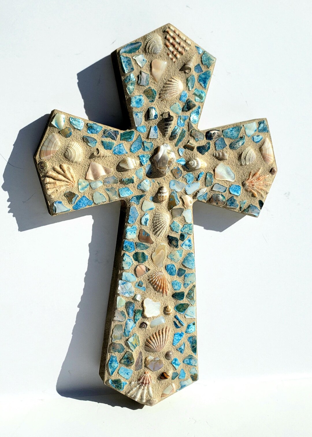 Mosaic Abalone Seashell Wall Cross Christian Religious Decor Baptism ...
