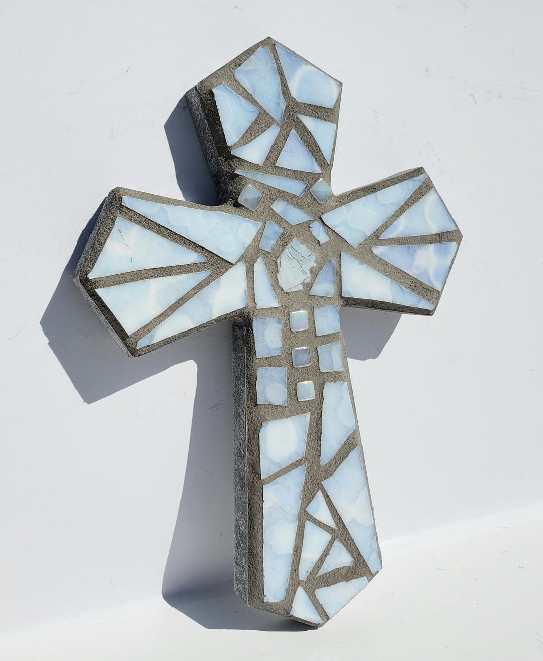 White Mosaic Wall Cross Hope Girl's Baptism Communion Christening ...