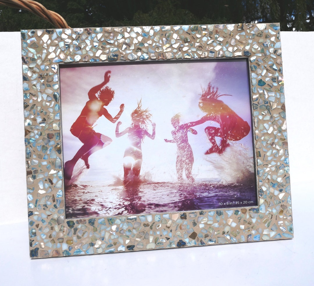 8 X 10 Blue Abalone Shell Mosaic Photo Frame Beach Frame - Etsy