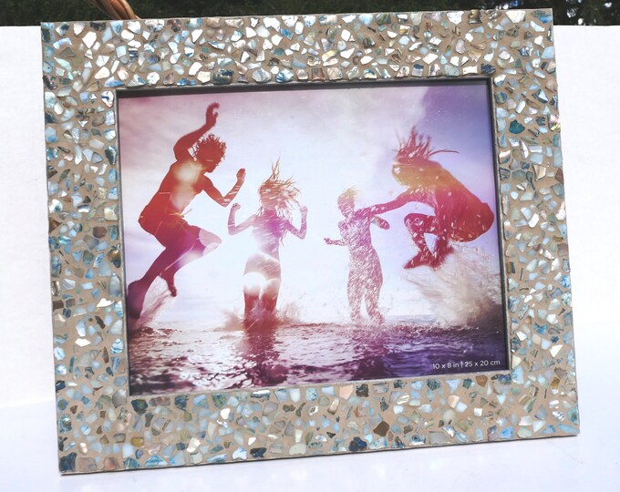 8 X 10 Blue Abalone Shell Mosaic Photo Frame Beach Frame Coastal Living ...