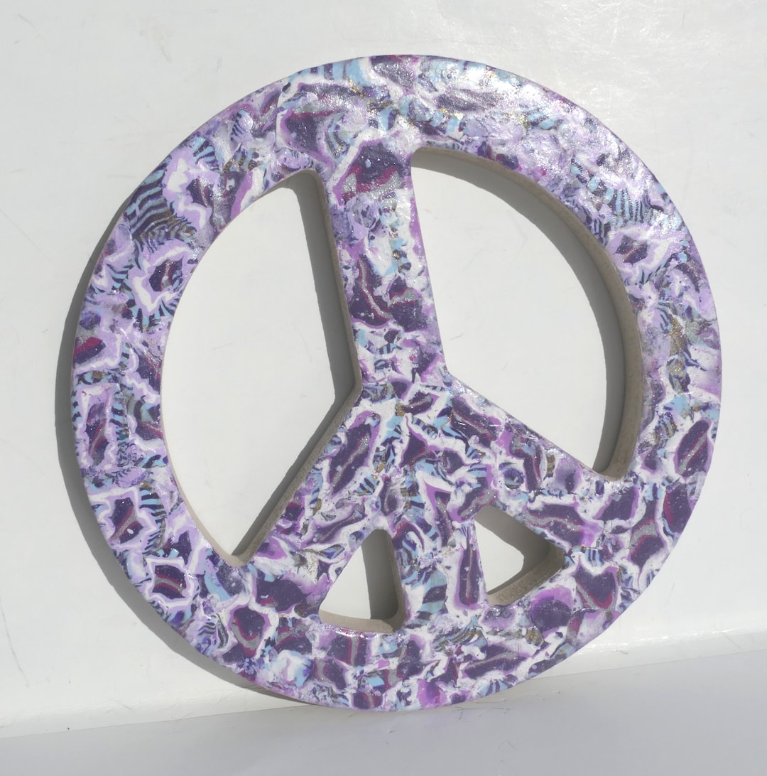Peace Sign Wall Art Purple Blue Mosaic Peace Hippie Wreath - Etsy