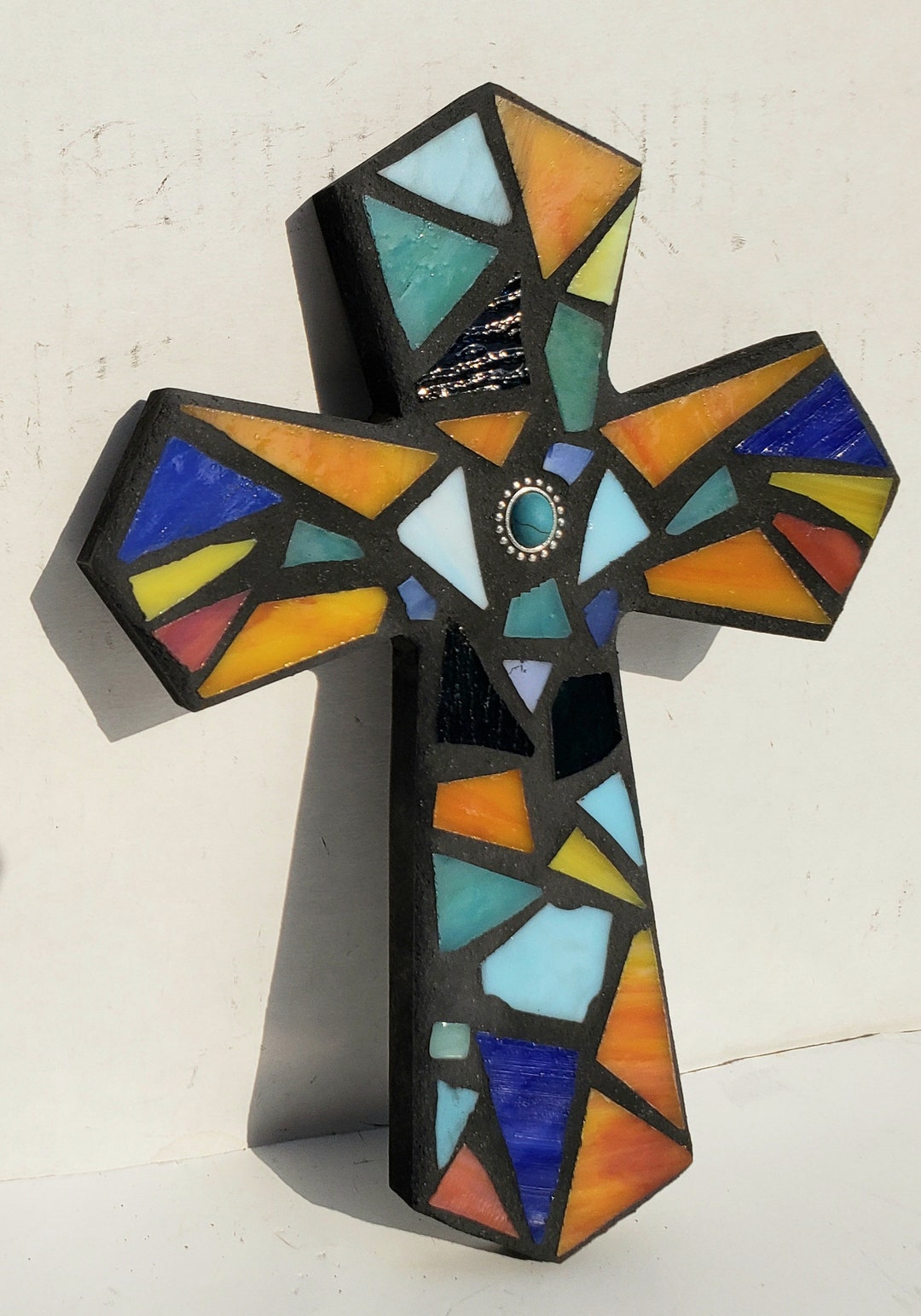 Mosaic Wall Cross Christian Religious Decor Rainbow Cross Baptism ...
