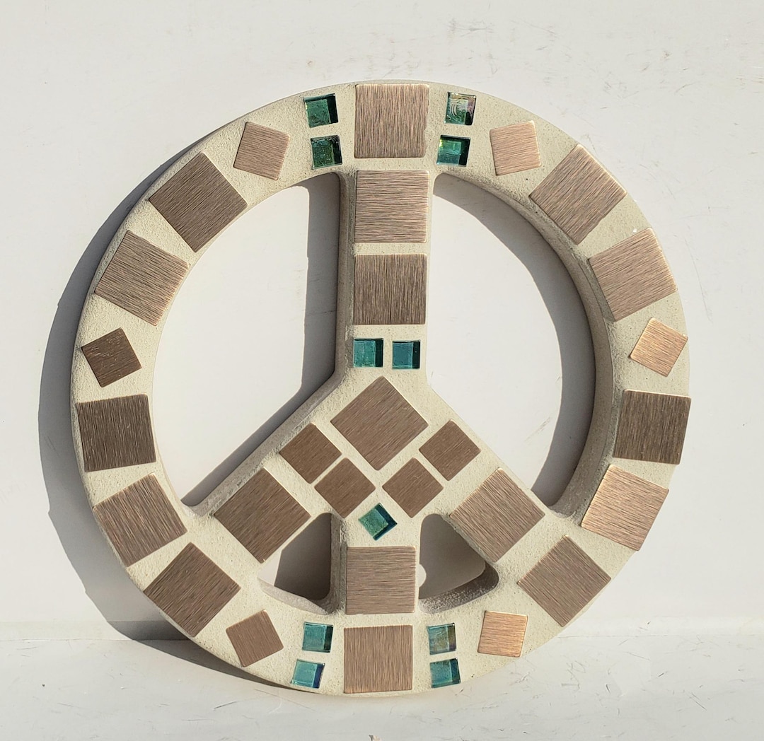 Copper Teal Mosaic Peace Sign Trivet Peace Wreath Hippie Decor - Etsy