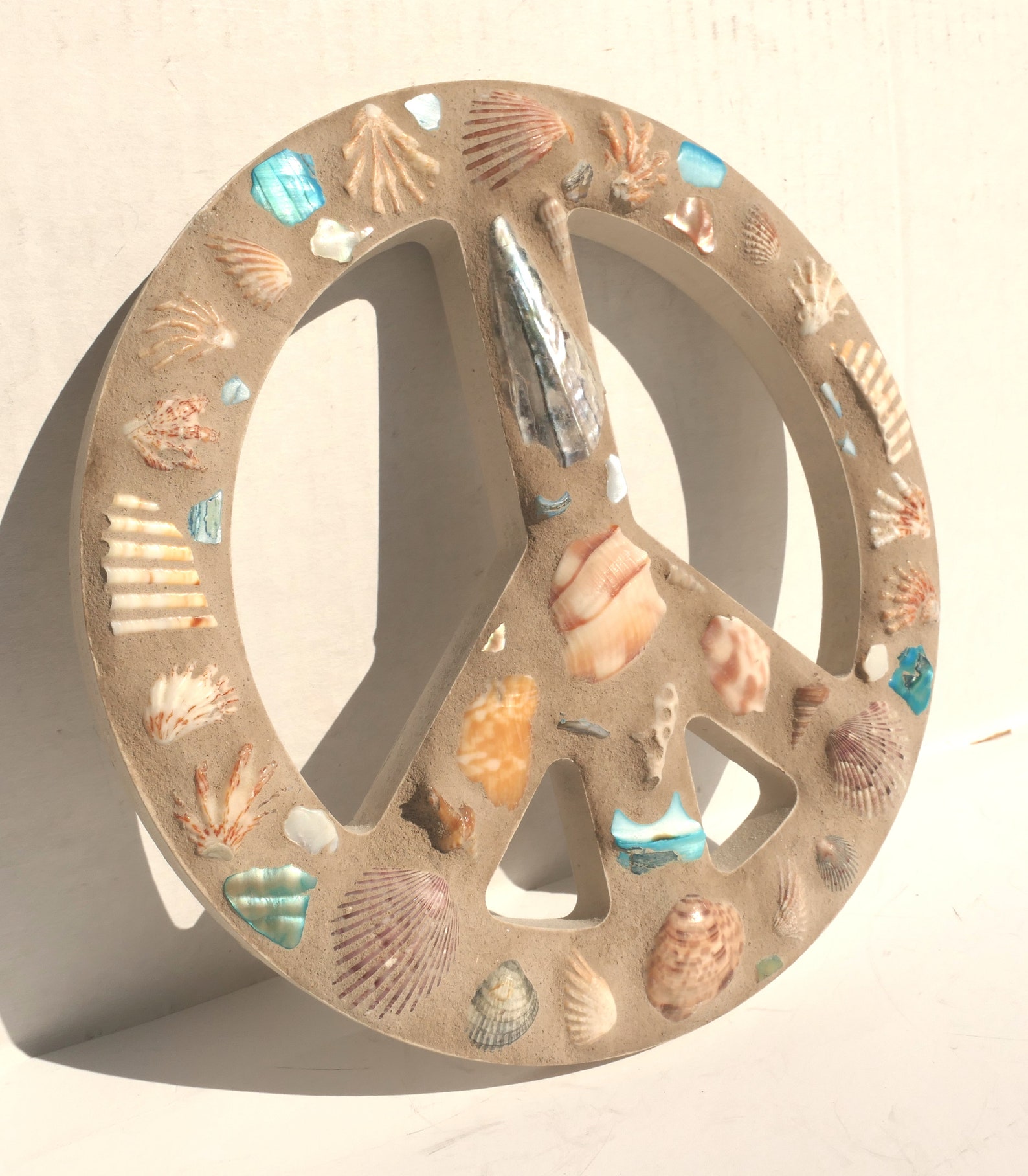 Mosaic Peace Sign Wall Art Seashell Beach House Wall Hanging - Etsy