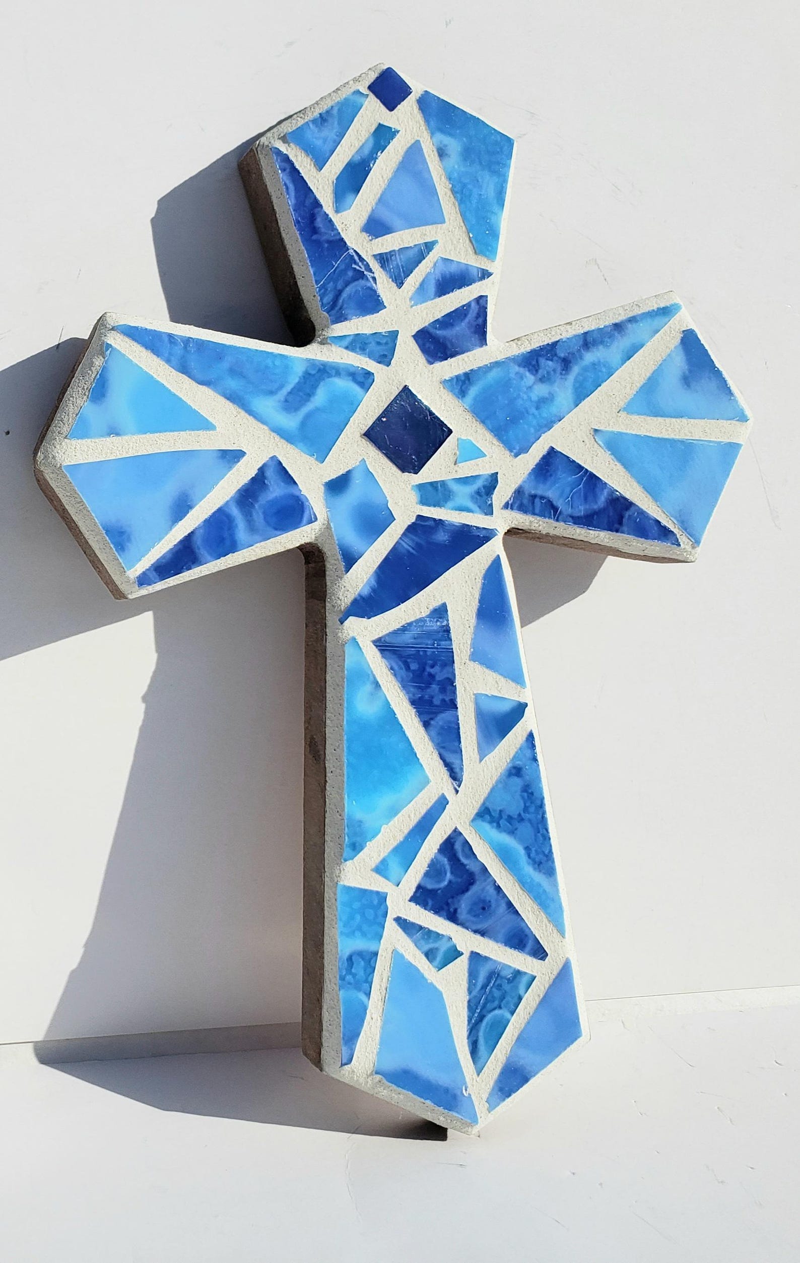 Blue Mosaic Decorative Wall Cross Boy's Baptism Communion Christening ...
