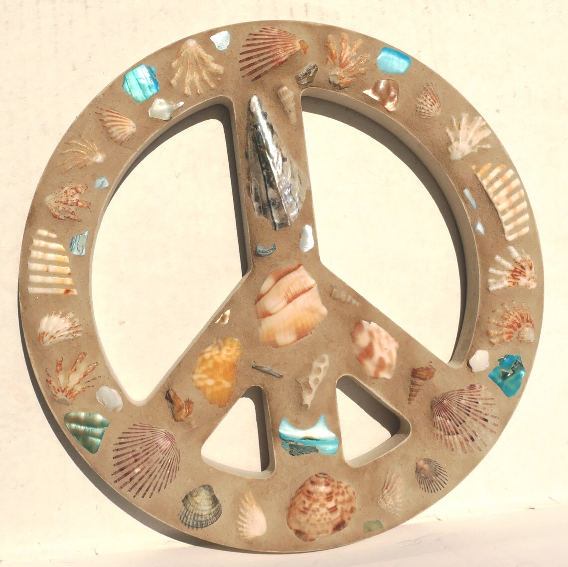 Mosaic Peace Sign Wall Art Seashell Beach House Wall Hanging - Etsy