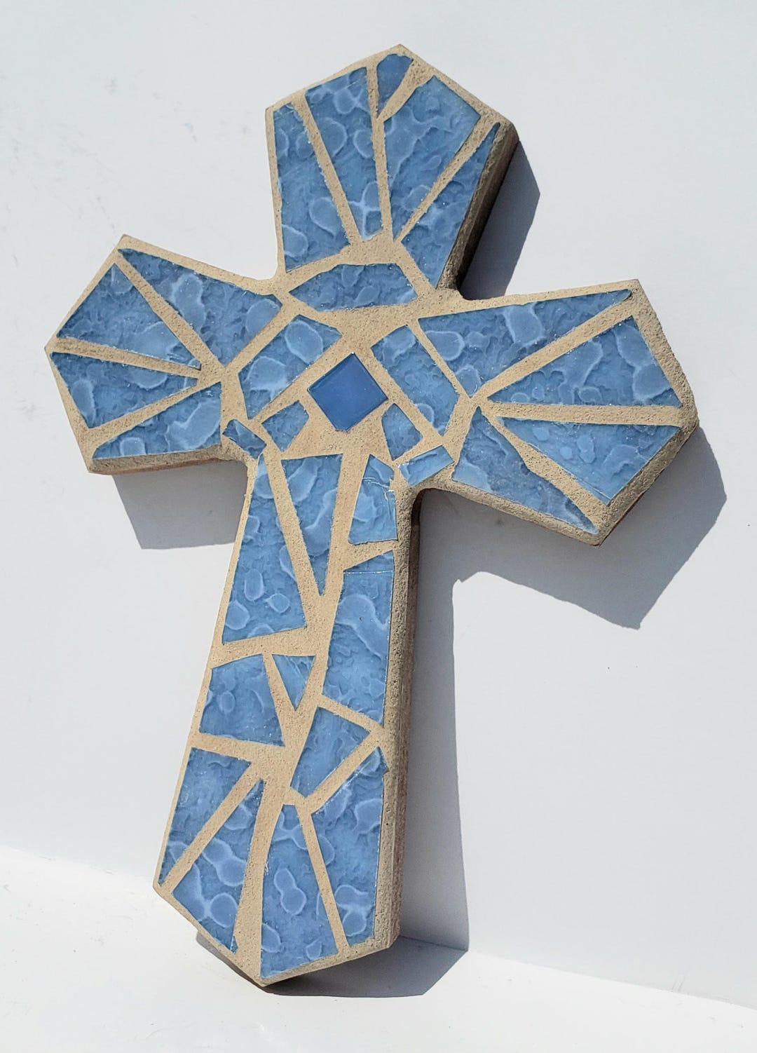 Blue Mosaic Decorative Wall Cross Boy's Baptism Communion Christening ...