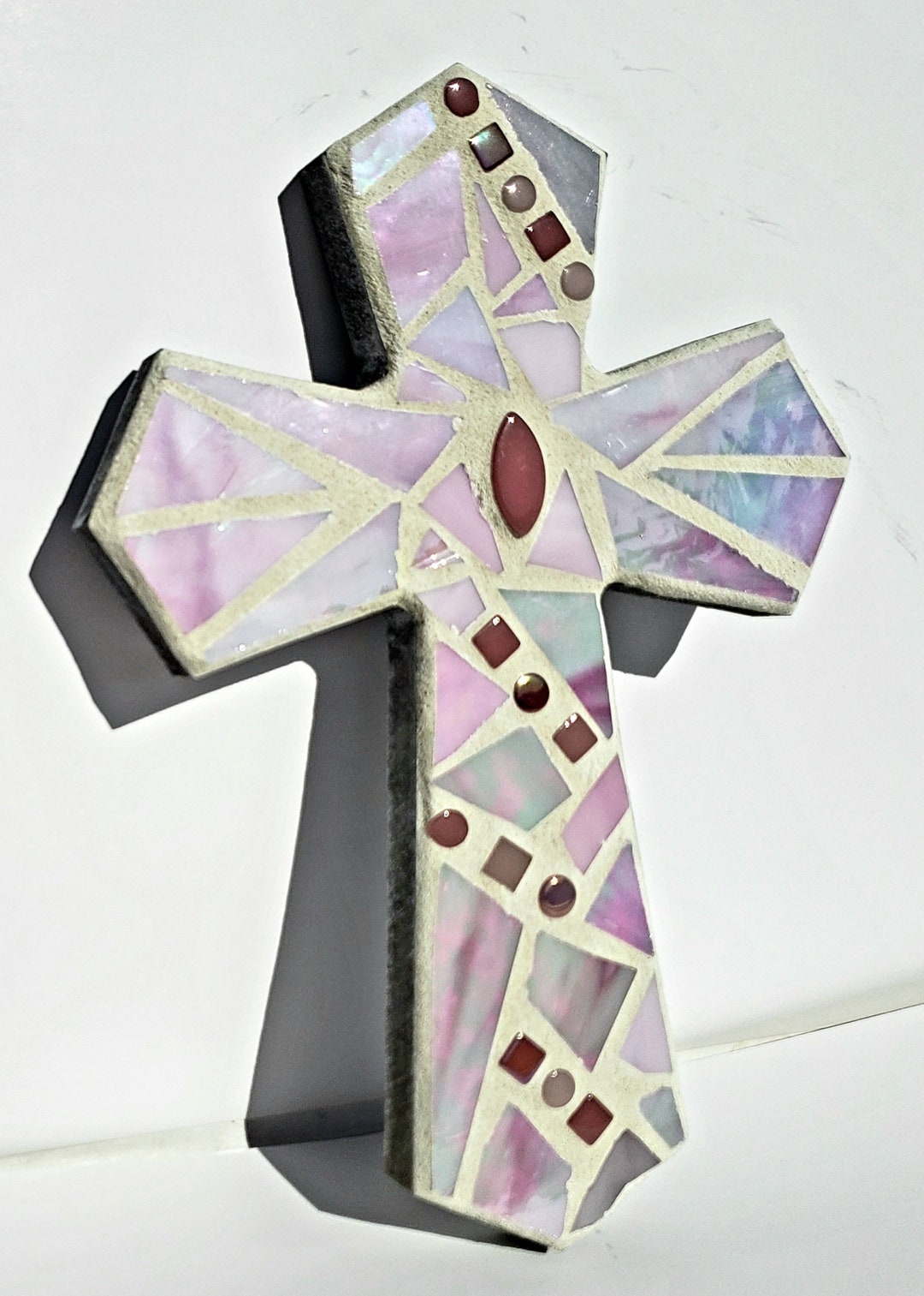 Opalescent Pink Mosaic Wall Cross Hope Girl's Baptism Communion ...