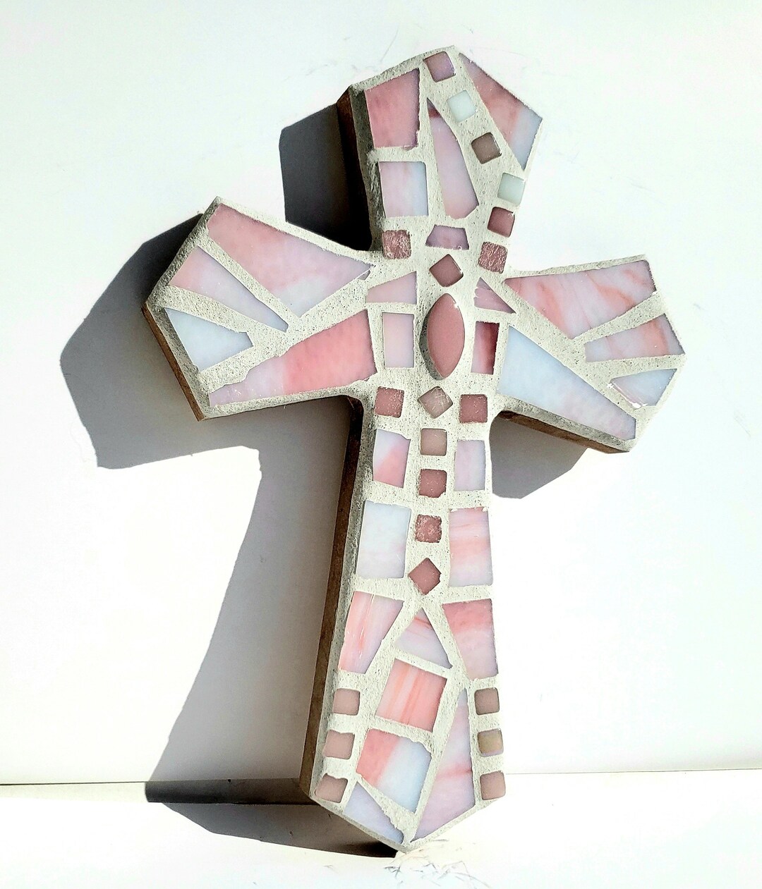 Mosaic Wall Cross Coral Pink Cross Religious Decor Girl's Baptism ...
