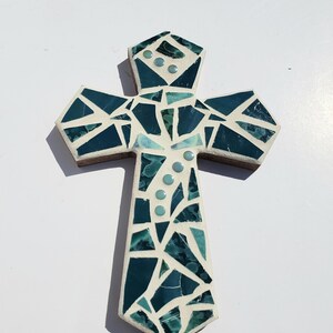 Dark Teal Decorative Mosaic Wall Cross Christian Religious Decor ...