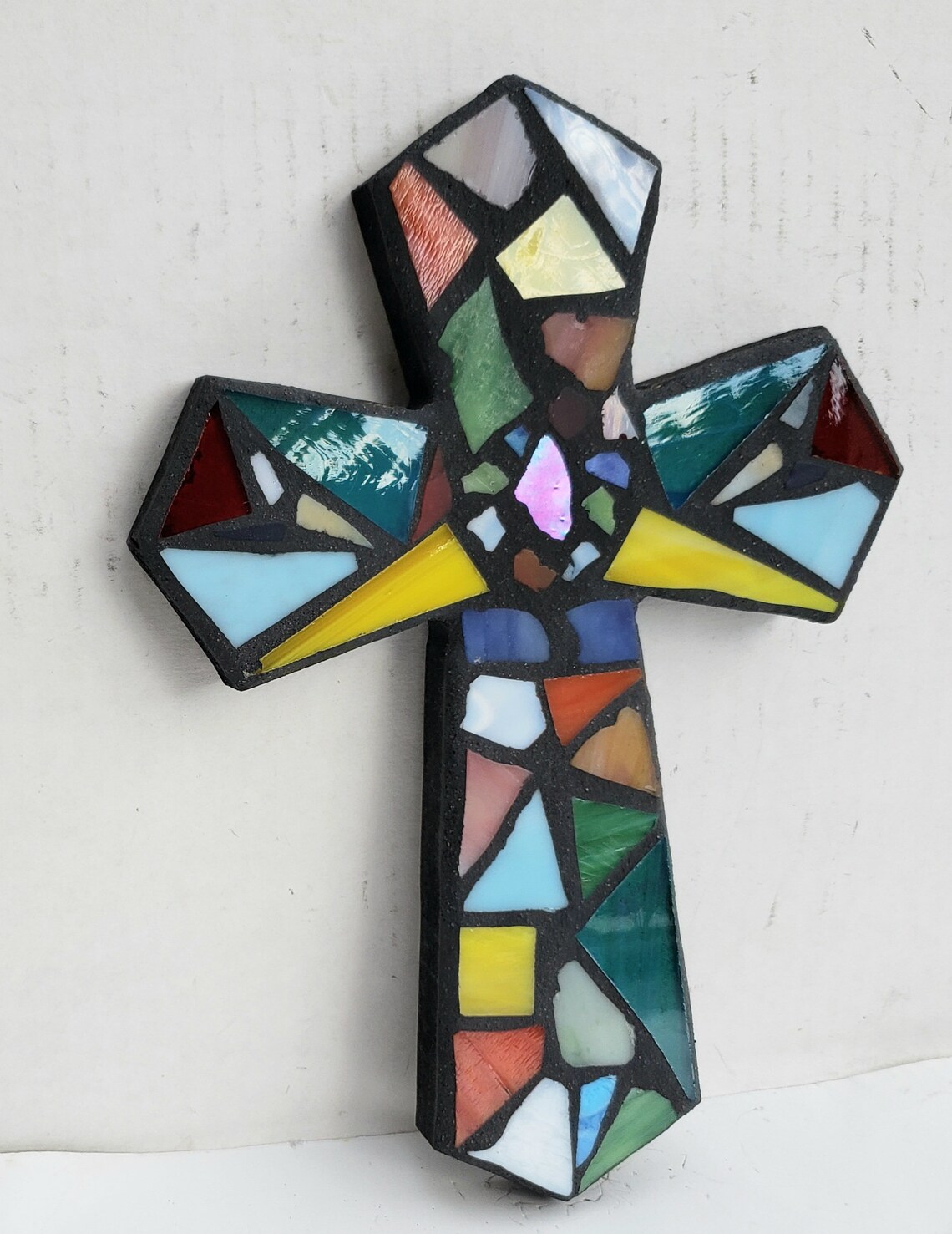 Mosaic Wall Cross Christian Religious Decor Rainbow Cross Baptism ...