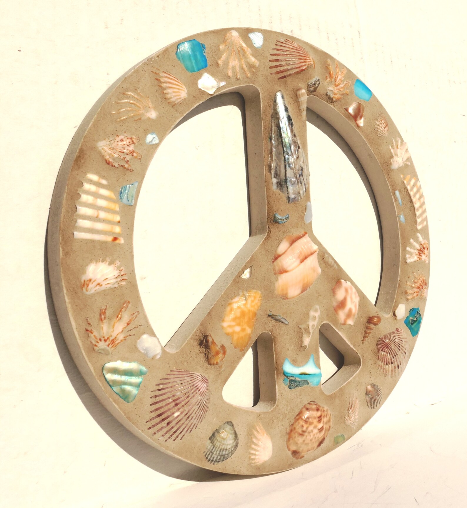 Mosaic Peace Sign Wall Art Seashell Beach House Wall Hanging - Etsy