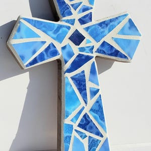 Blue Mosaic Decorative Wall Cross Boy's Baptism Communion Christening ...