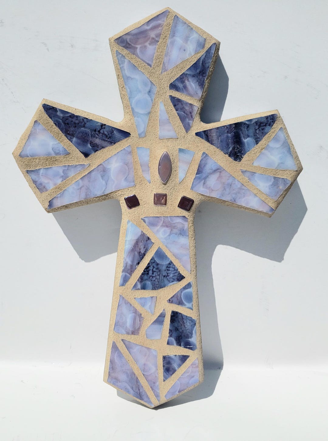 Purple Stained Glass Mosaic Wall Cross Girl's Baptism Communion ...
