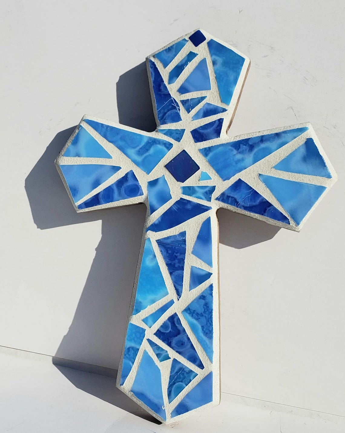 Blue Mosaic Decorative Wall Cross Boy's Baptism Communion Christening ...