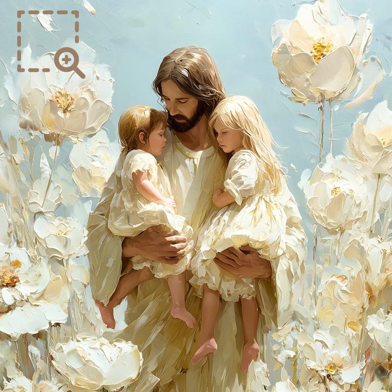 Jesus and Children Wall Art, Symbol of Protection and Love, Christian ...