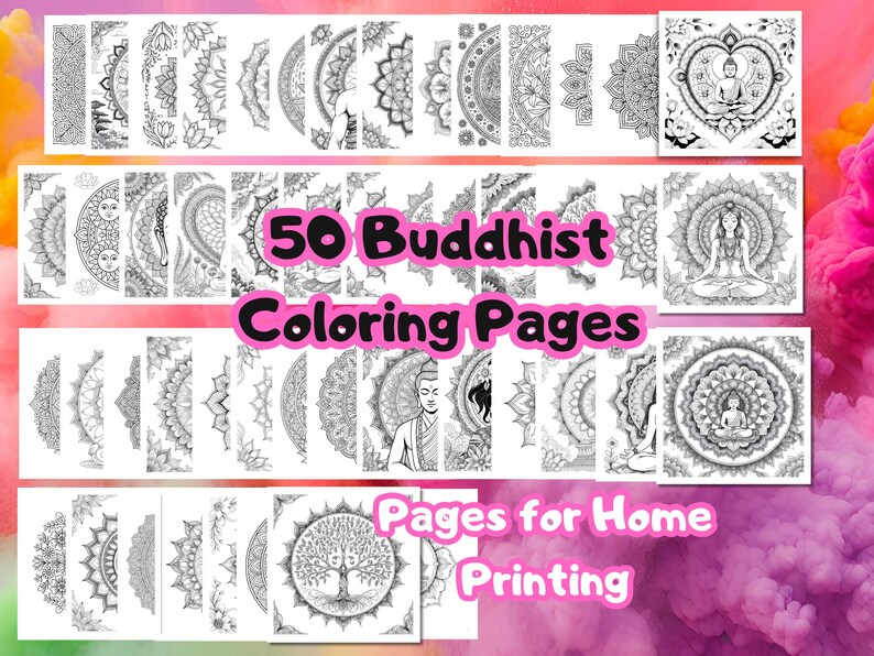 50 Buddhist Mandala Coloring Pages | Zen Art, Stress Relief (PDF) - Etsy