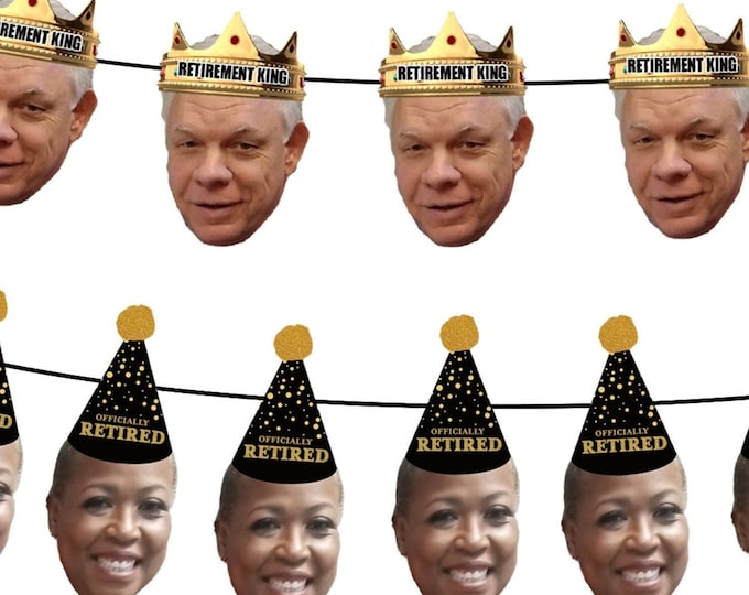 Personalized Face Retirement Banners, Retirement Wall Banner ...