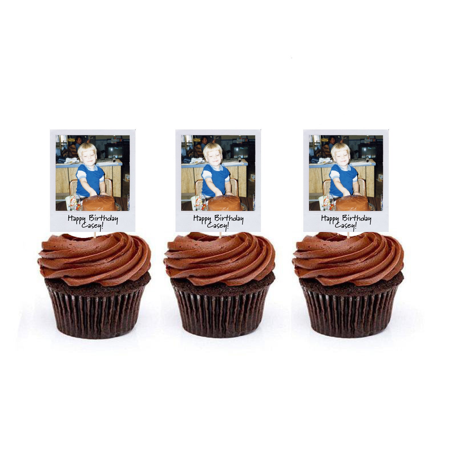Personalized Picture Cupcake Toppers, Birthday Cupcake Toppers, Picture ...