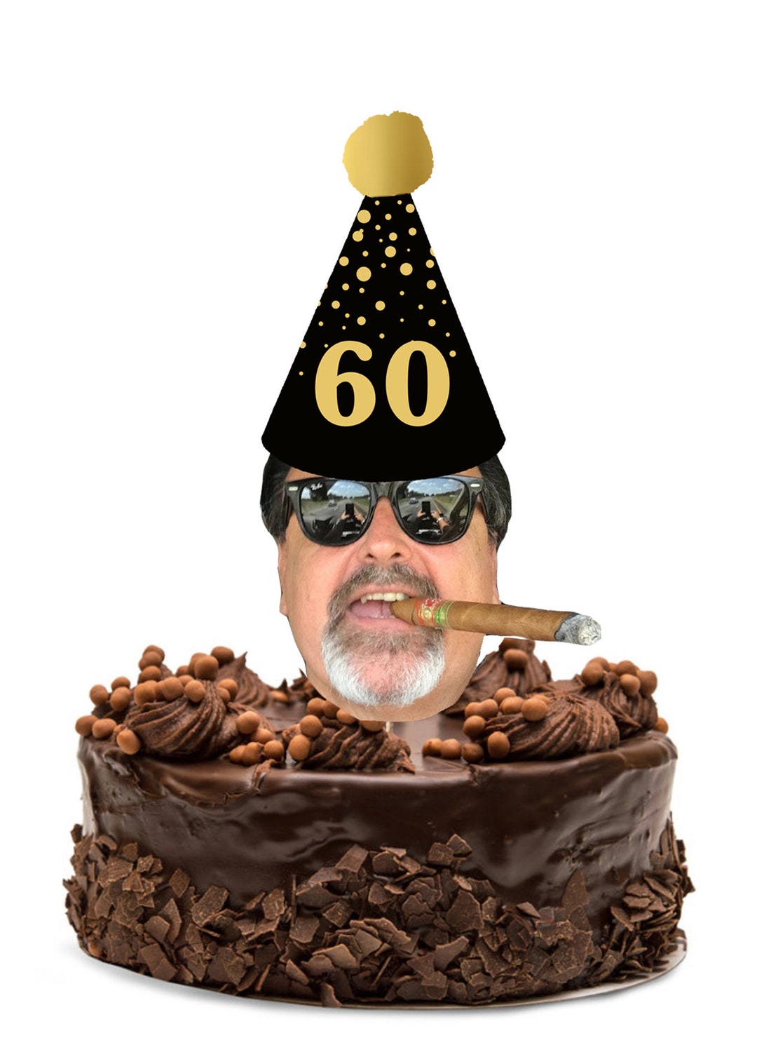 Personalized Face Cake Topper 30th, 40th, 50th, 60th, 75th Birthday ...