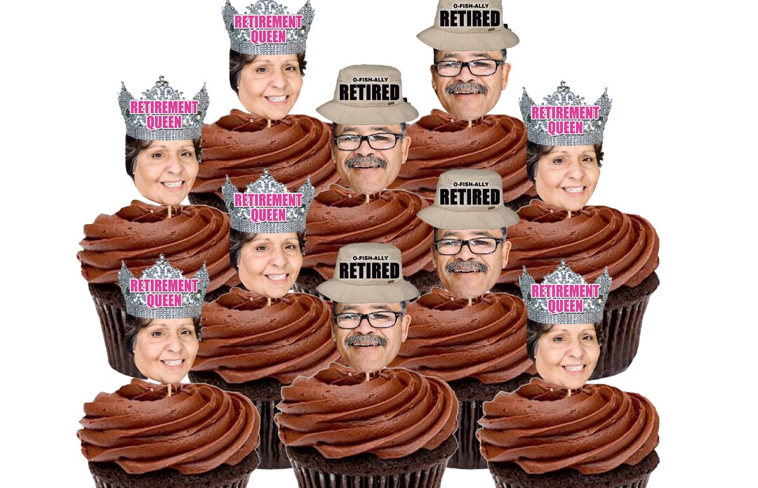 Personalized Face Cupcake Toppers, Retirement Photo Cupcake Toppers ...
