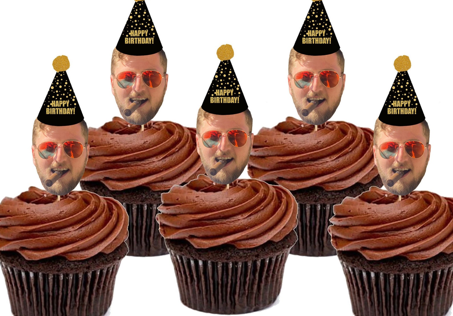 Happy Birthday Face Cupcake Toppers Face Cupcake Toppers - Etsy