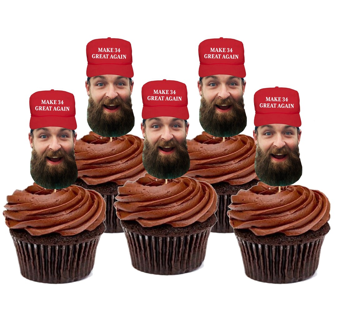 Donald Trump Cupcake Toppers, Make Your Birthday Great Again, Cupcake ...