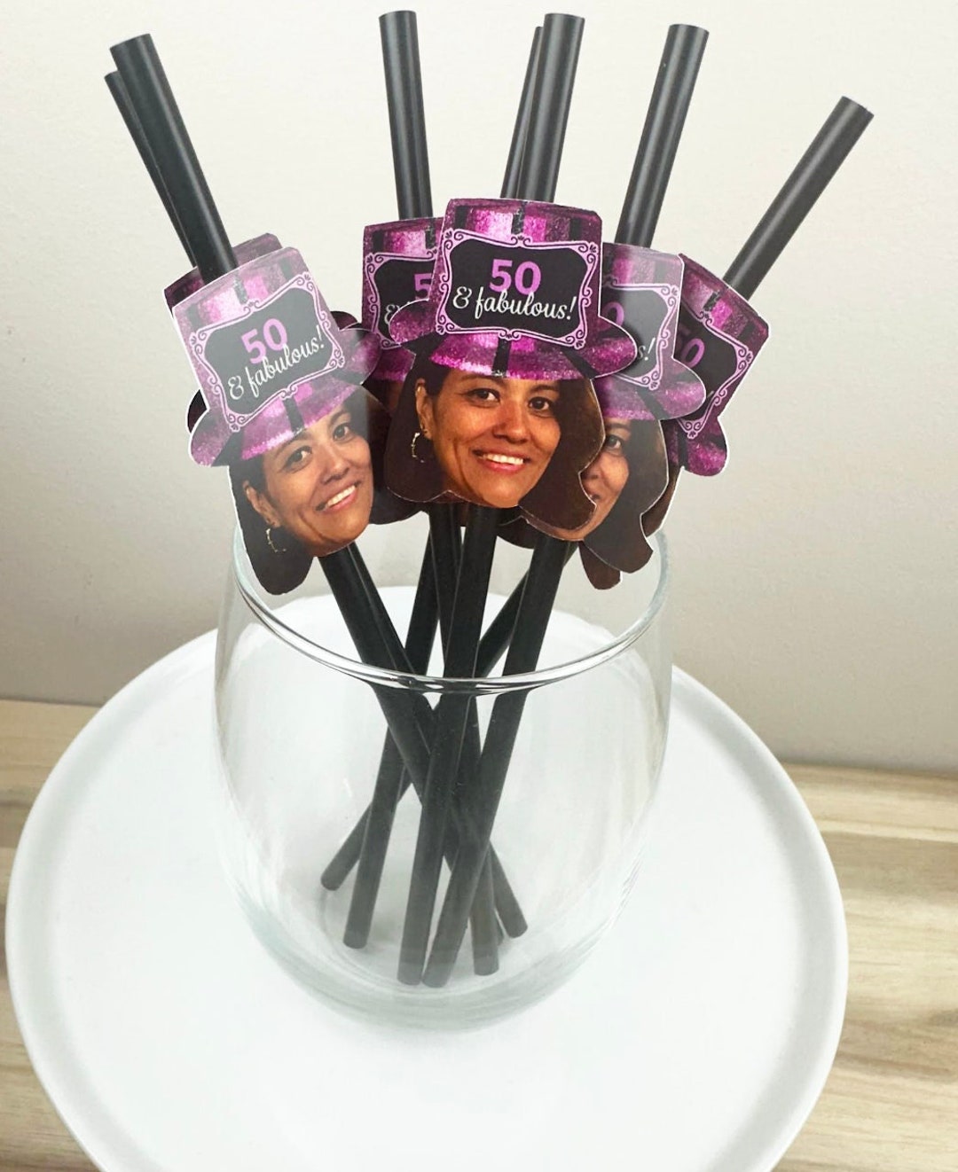 50th Birthday Face Straws, Personalized Face, Party Straws ...