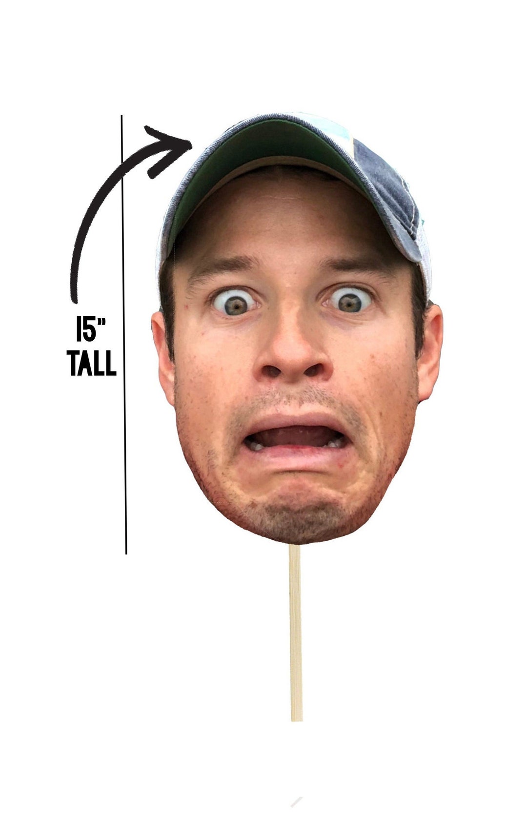 15" Tall Personalized Face Stick, Big Face on a Stick Prop, Custom ...